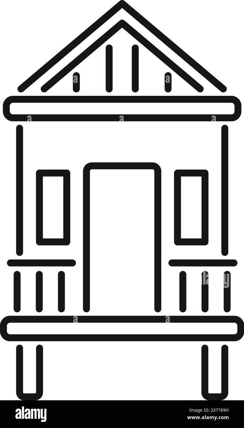 Black and white vector drawing of a stylized, twocolumn house Stock ...