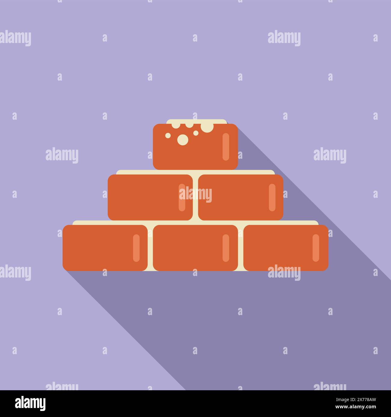 Simplified, flat design vector image of a pile of red bricks with a ...