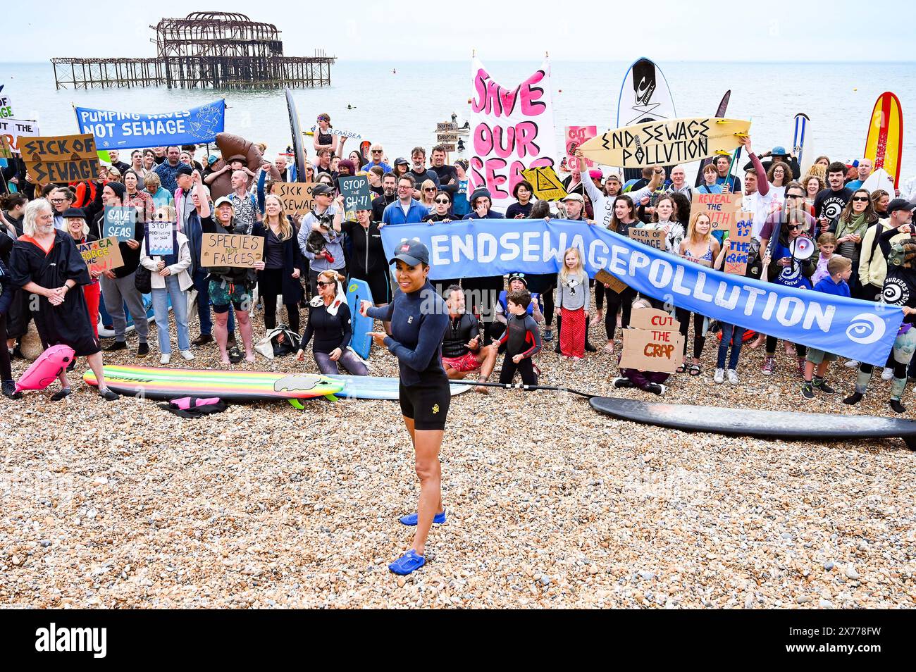 Brighton UK 18th May 2024 - Dame Kelly Holmes joins in the Surfers ...