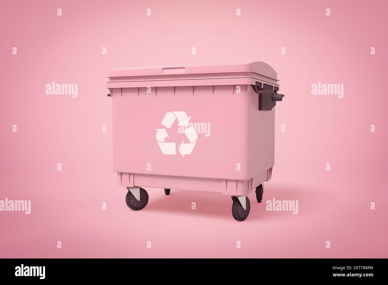 3d rendering of pink trash bin on pink background Stock Photo - Alamy