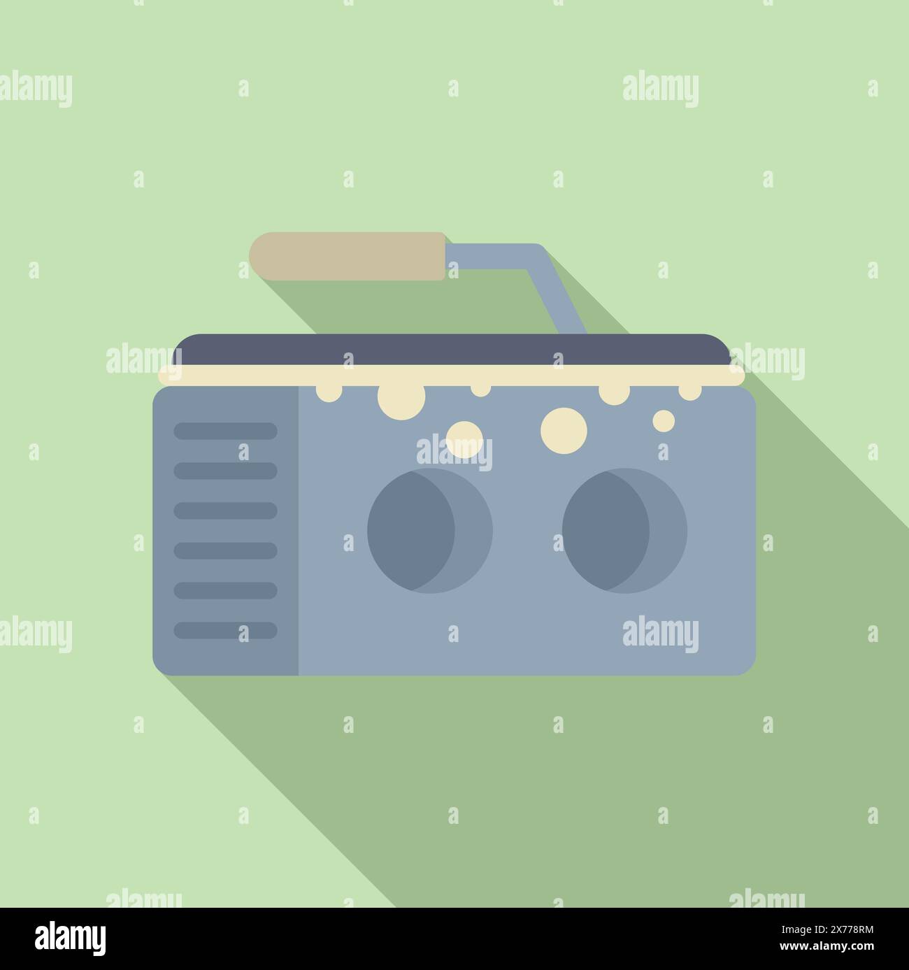 Flat design vector illustration of a retrostyle radio with shadows on a ...