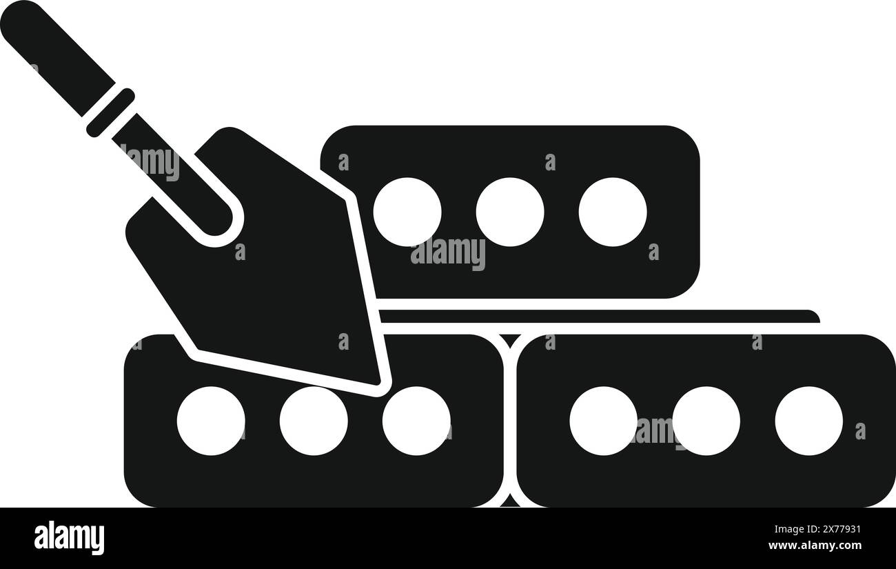 Silhouette icon of a trowel laying bricks, representing construction ...