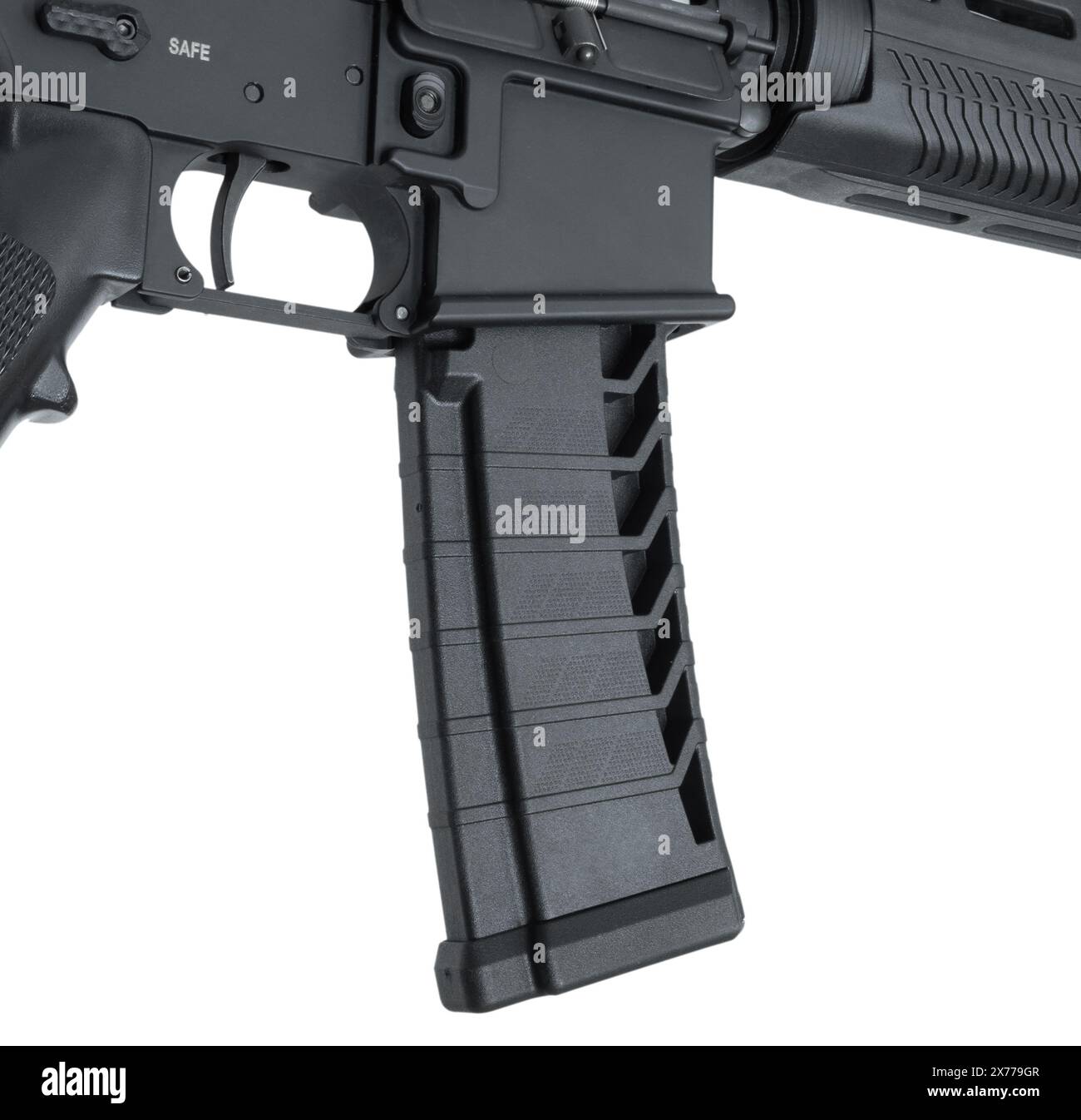 High-capacity, 30-round polymer 22 rimfire magazine instered in an ...