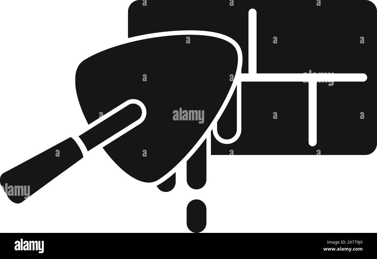 Graphic icon representing window cleaning service with a squeegee on a ...