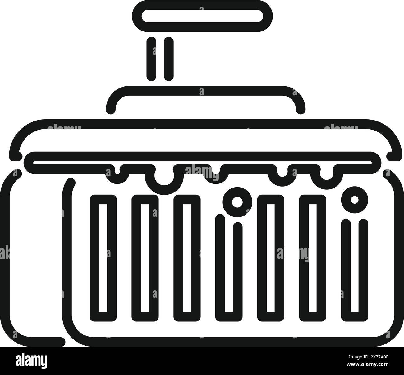 Simplified line drawing of a vintage cash register, ideal for icons and ...