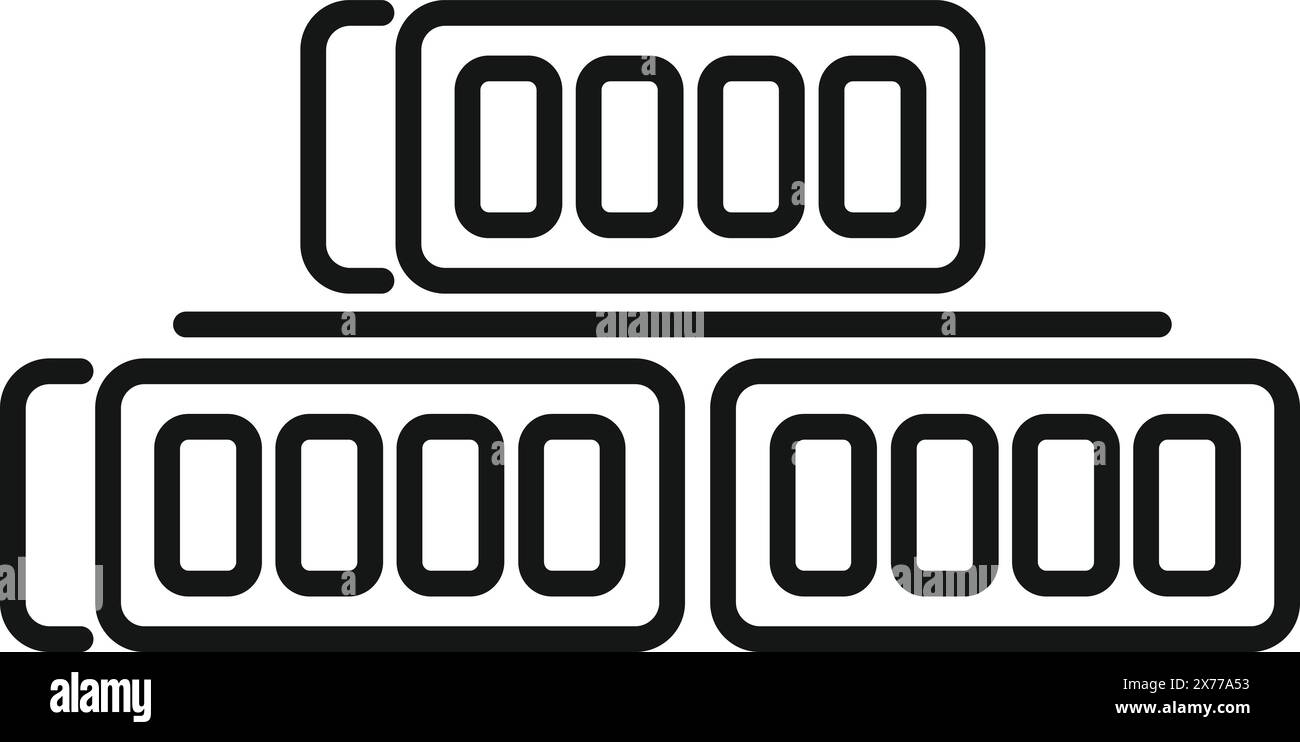 Simple black and white line drawing of two horizontal batteries, ideal ...