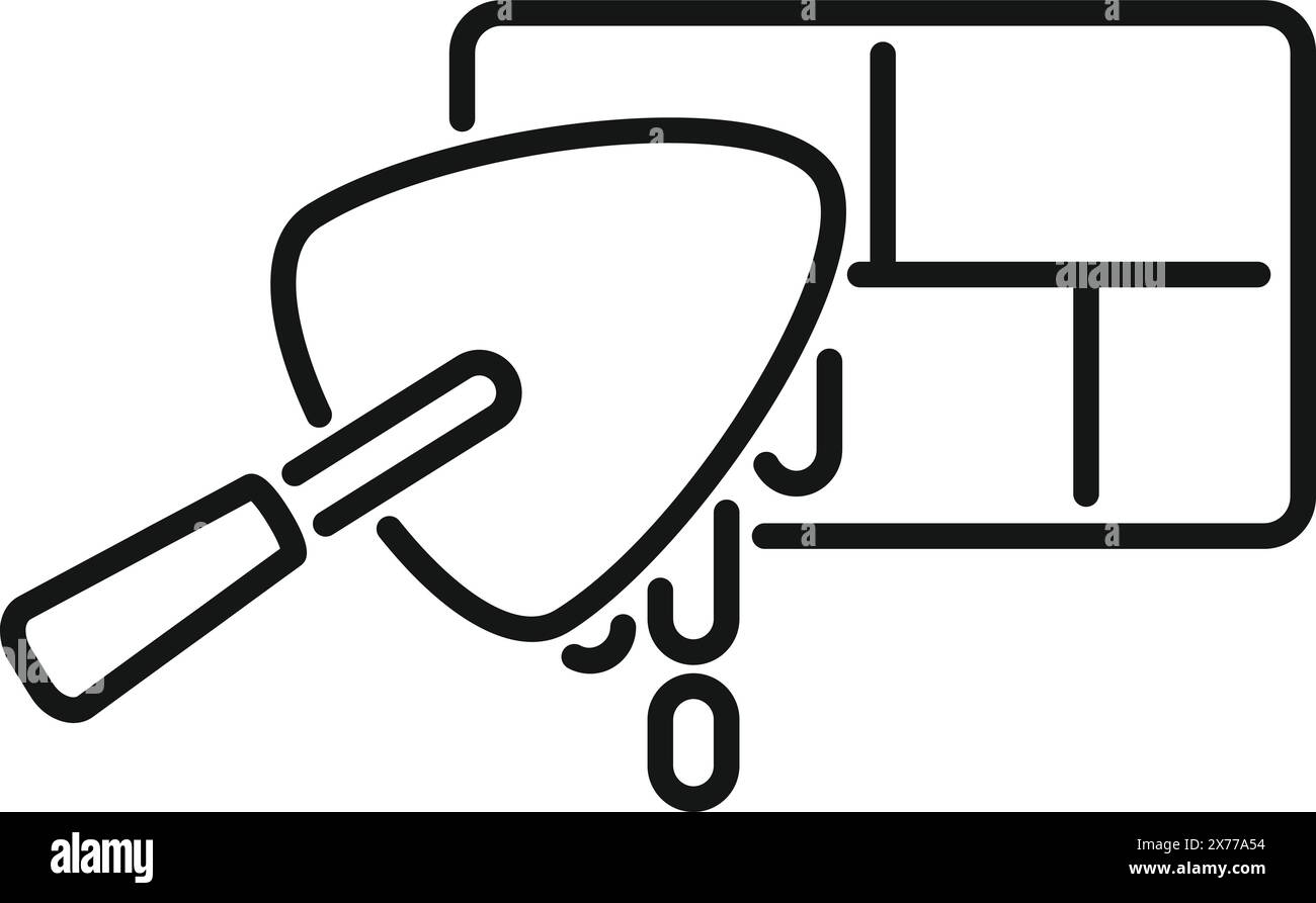 A clean line icon illustration depicting window cleaning using a ...