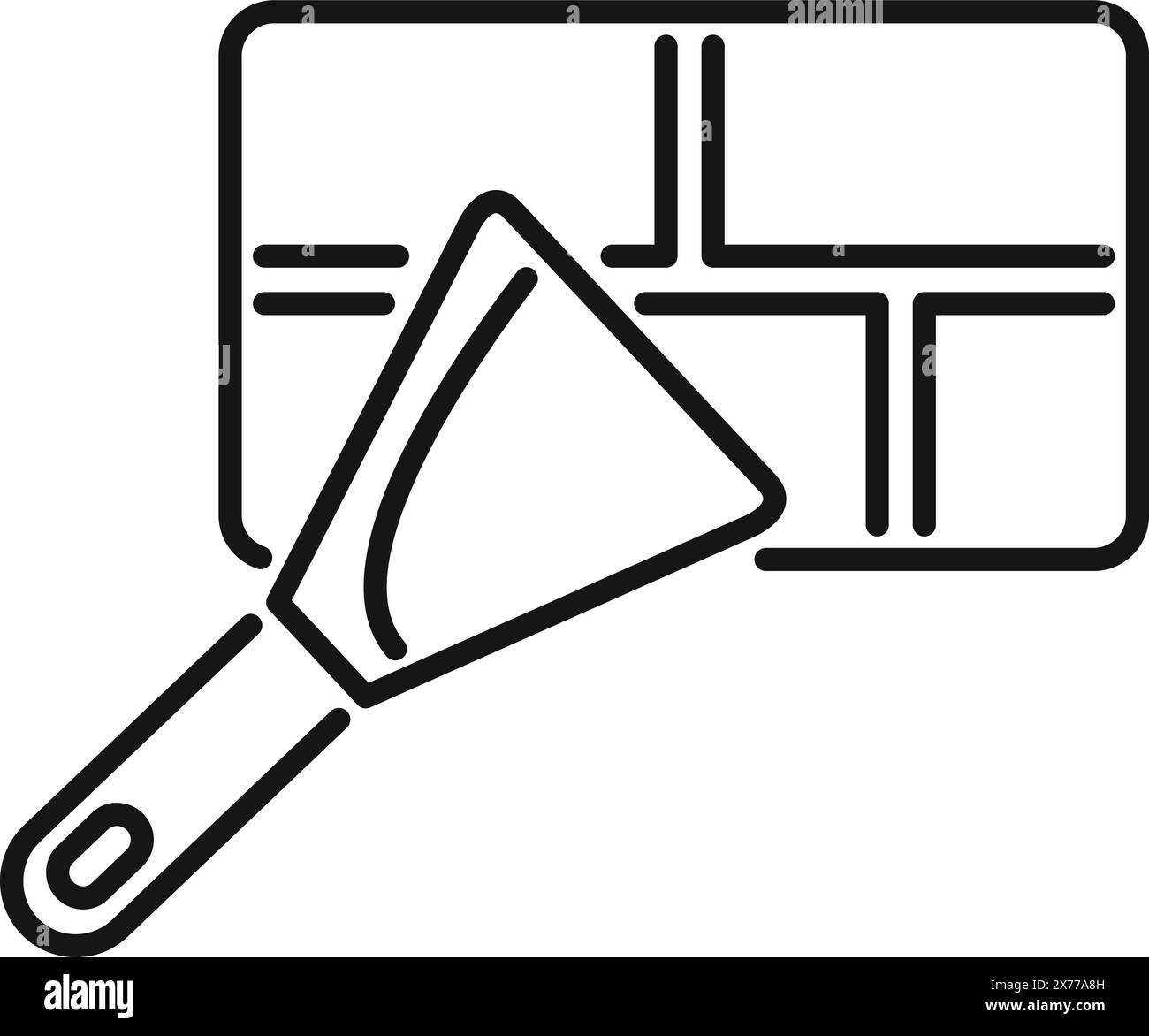Linear style icon depicting a scraper tool and color swatch card for ...