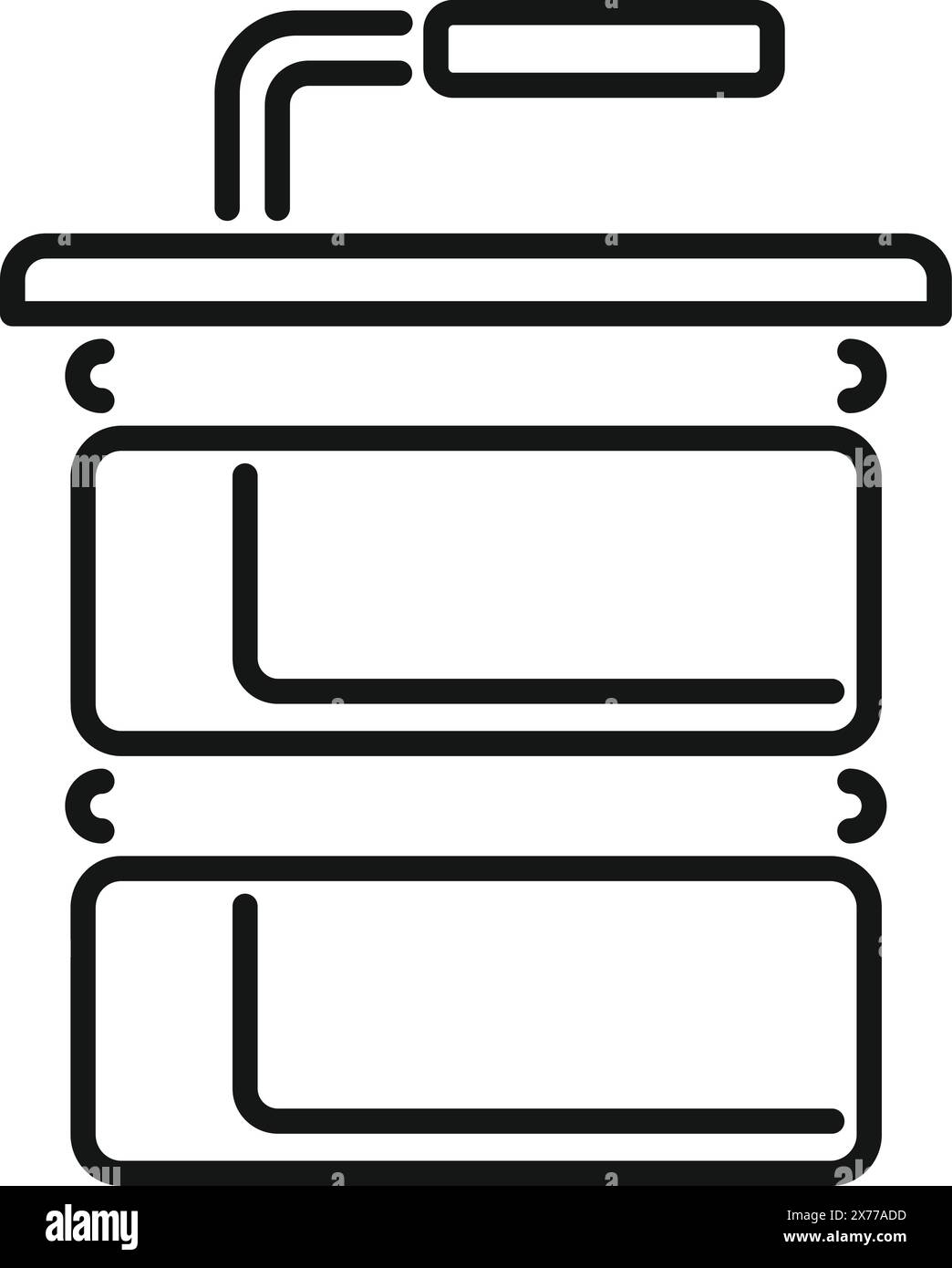 Vector illustration of a minimalistic double sink vanity in line art ...