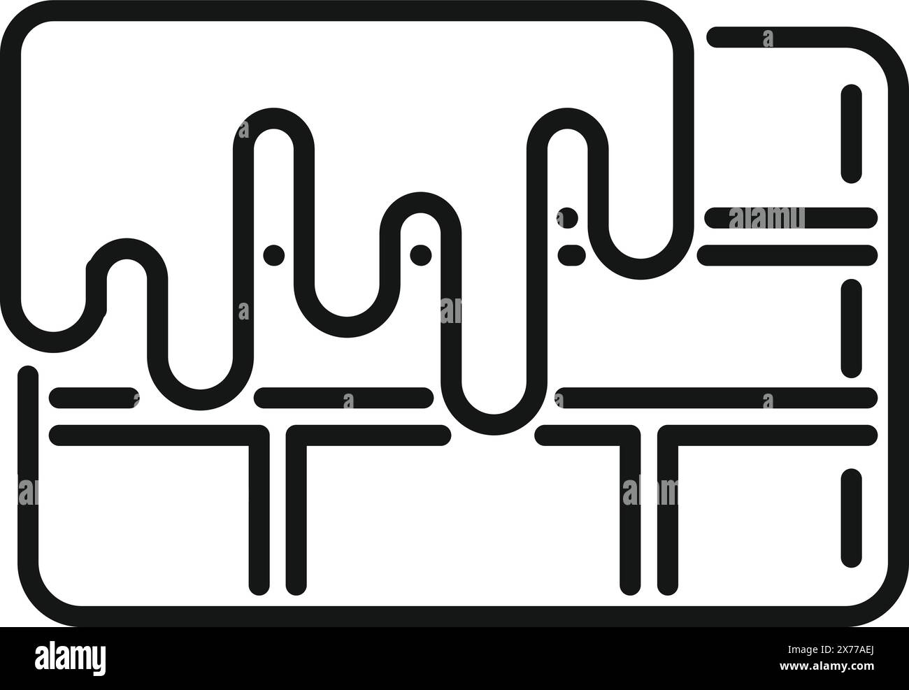 Simple monochrome line drawing showcasing a stylized city skyline Stock ...