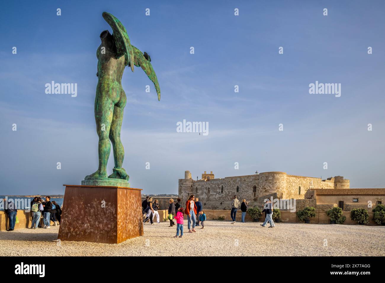 The sculpture 'Big Ikaria' by the Fortress of Syracuse on the Island of ...