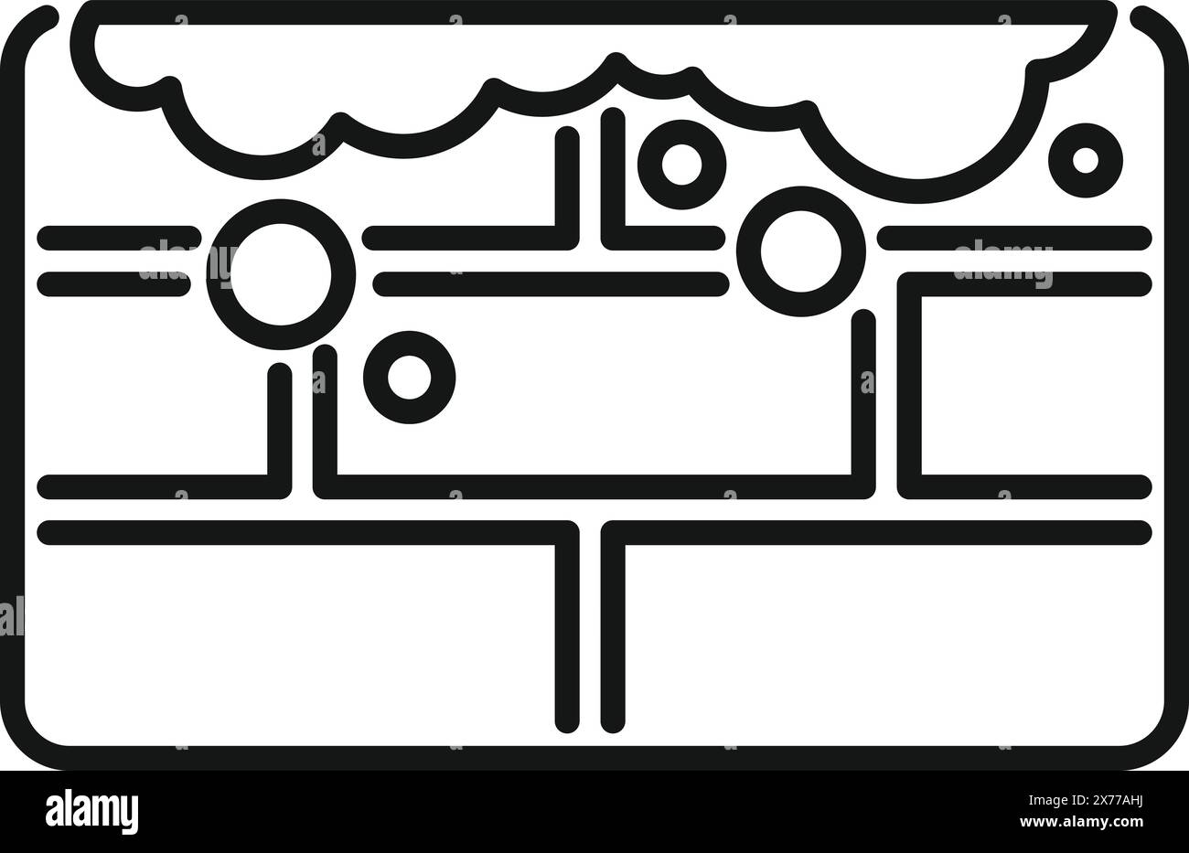 Simplified black and white line art representation of a circuit board ...