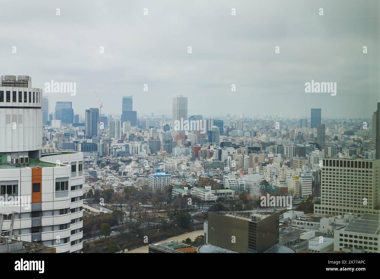 Wide angle cityscape of Tokyo on a grey overcast day Stock Photo - Alamy