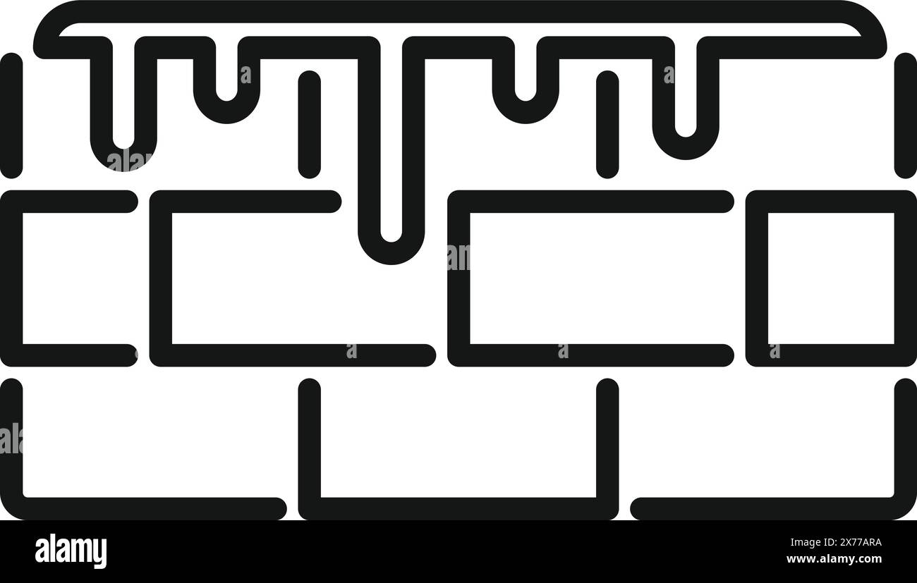 Black line art of melting shapes, resembling dripping paint, isolated ...