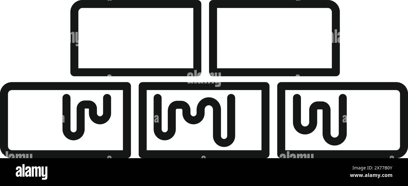 Black line art illustration of abstract building blocks arranged in a ...