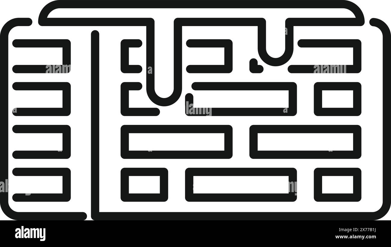 Simplistic labyrinth icon in a bold black and white line art style ...