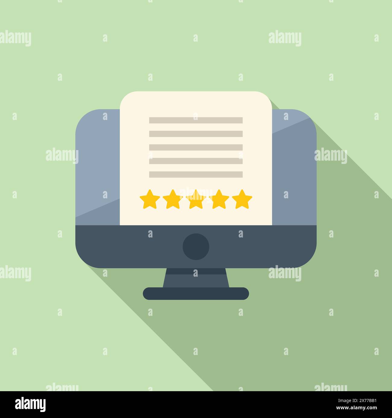 Flat vector graphic of a computer monitor displaying a document with a ...