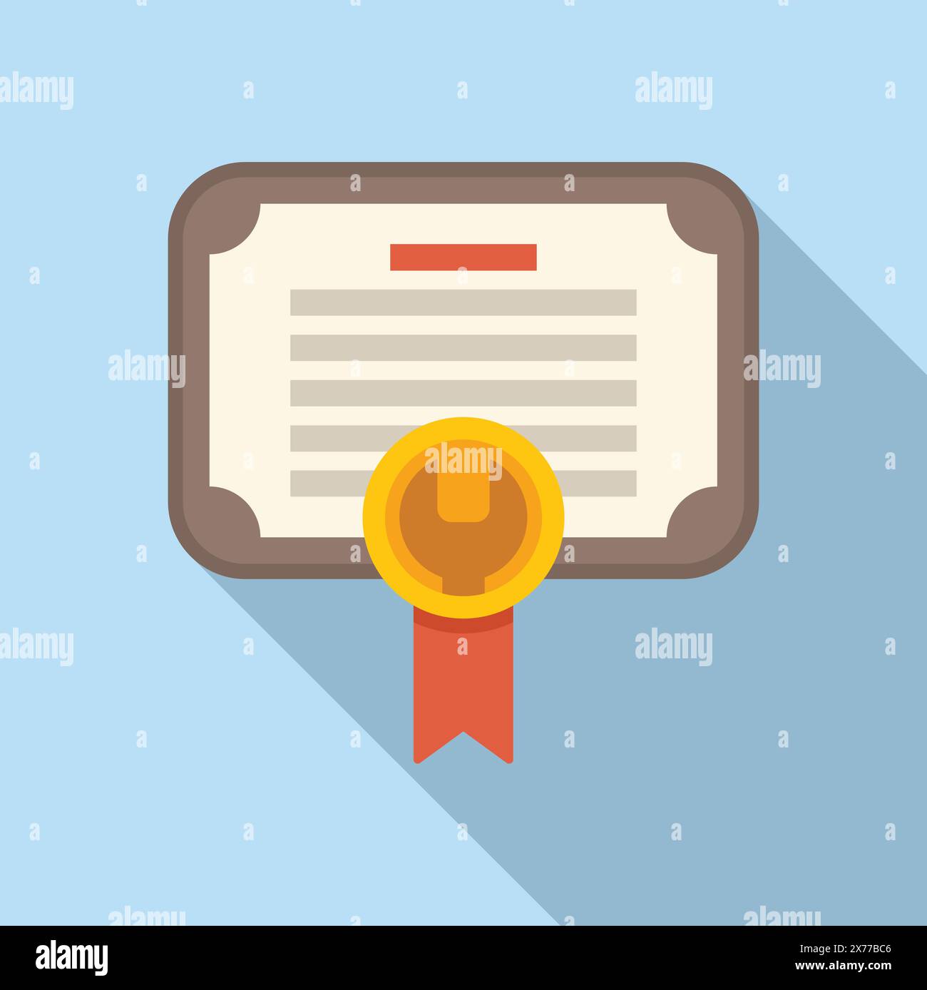 Flat design illustration of a certificate badge with a golden seal and ...