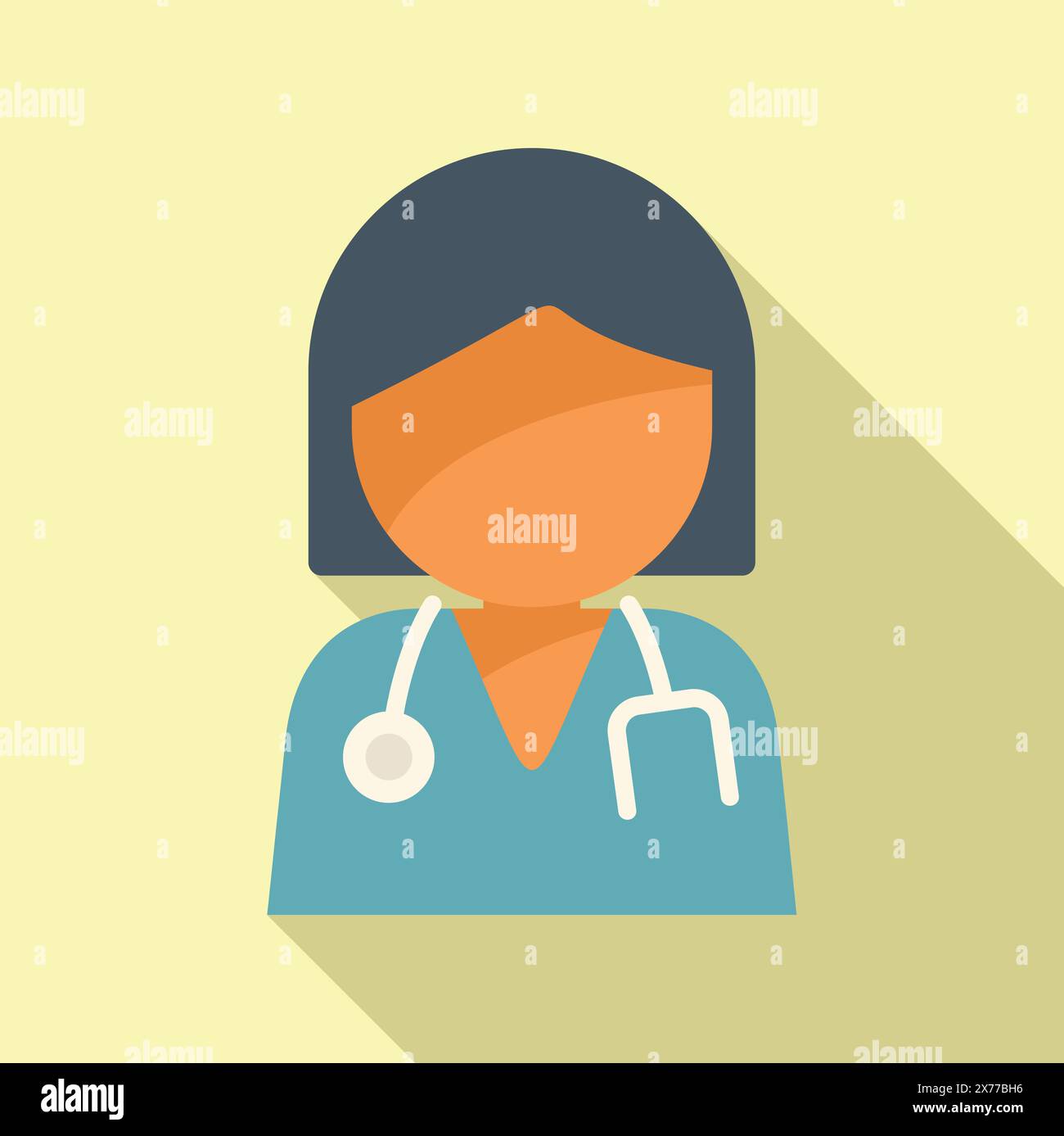 Modern flat design female doctor avatar icon for virtual healthcare and ...