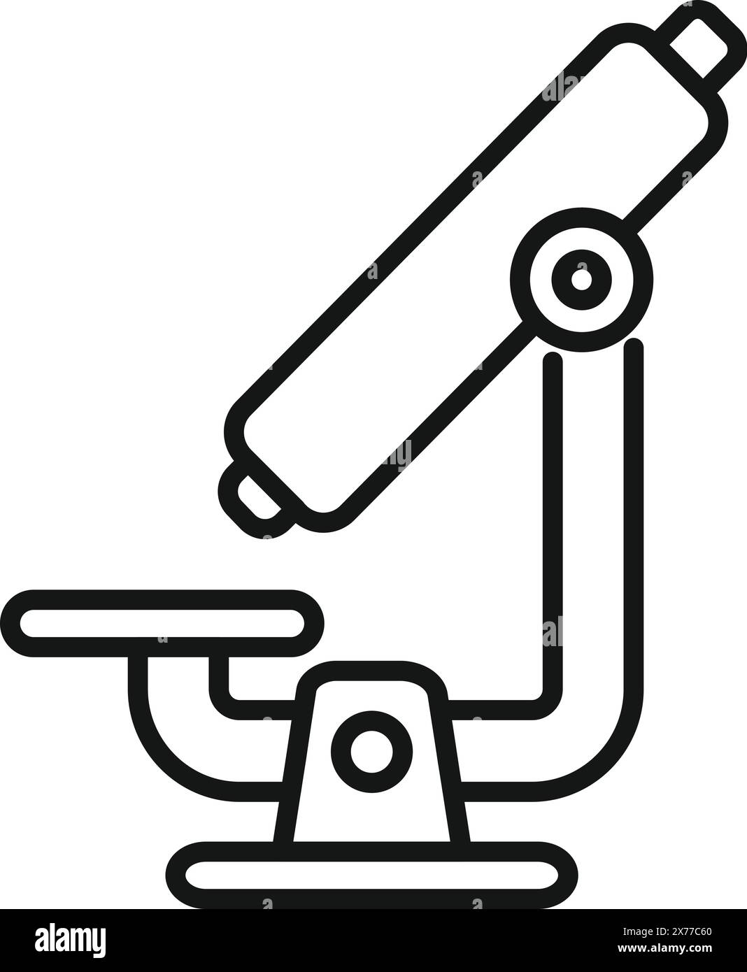 Simplified Black And White Line Art Of A Microscope Ideal For Educational And Scientific Themes