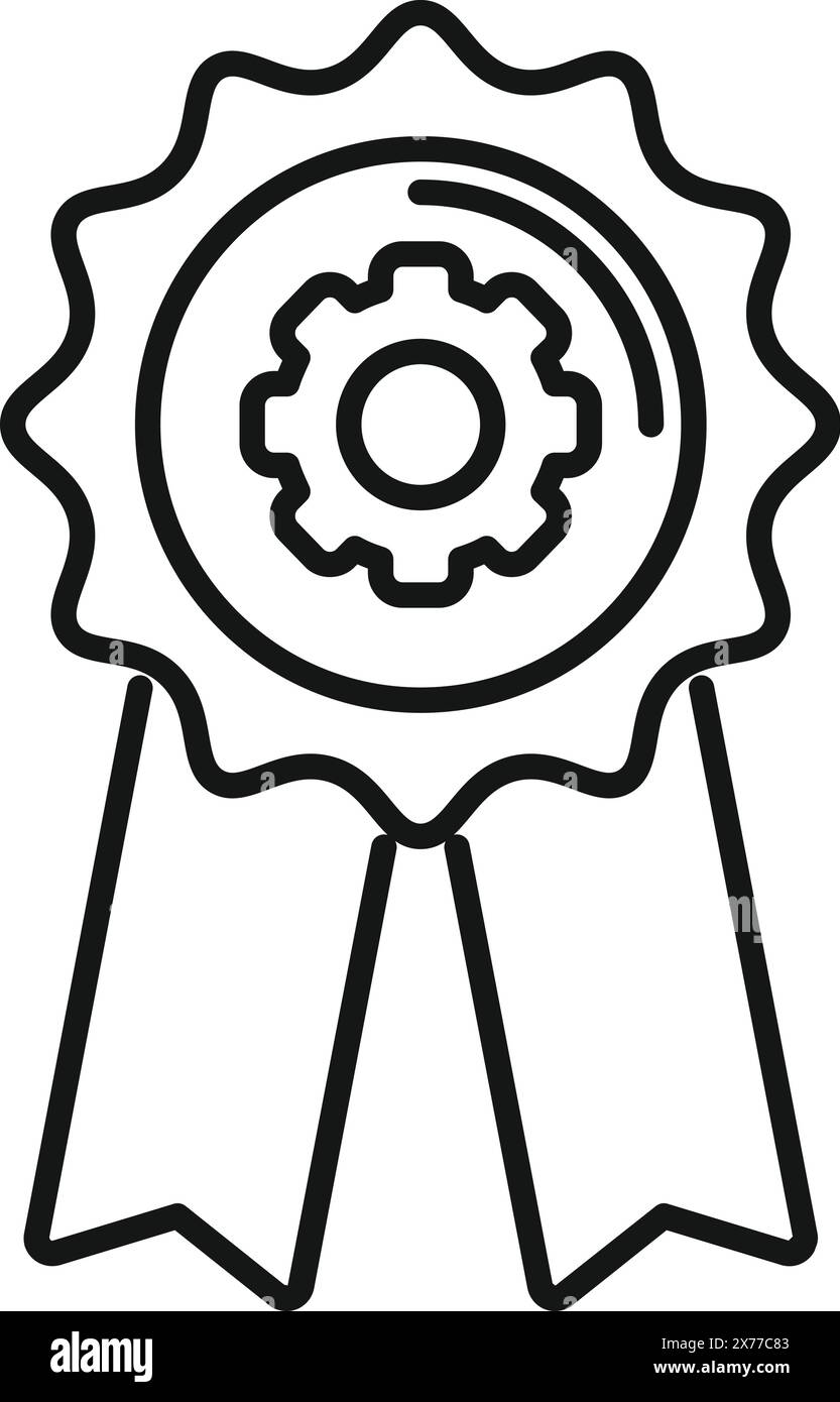 A Line Icon Illustration Of A Quality Assurance Badge With A Gear And