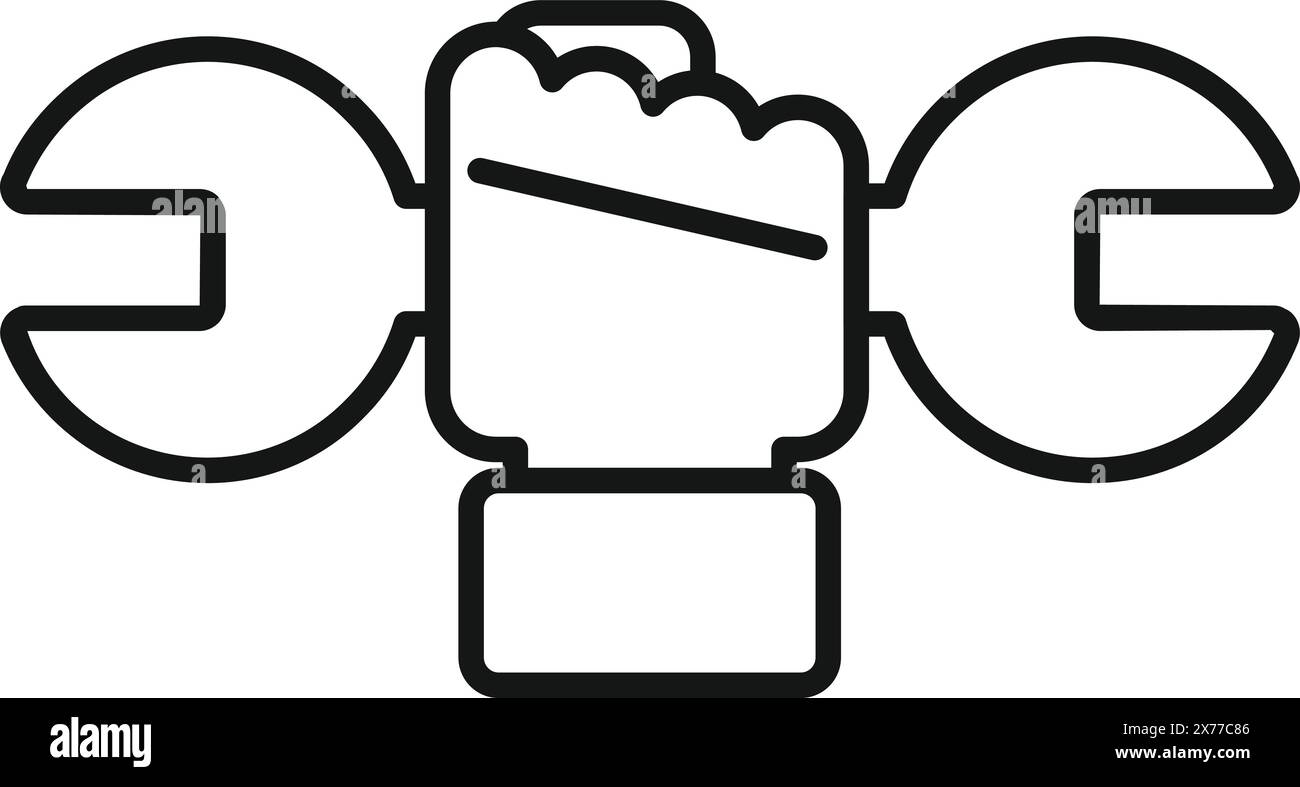 A vector icon showcasing a clenched hand grasping a wrench, in a simple ...