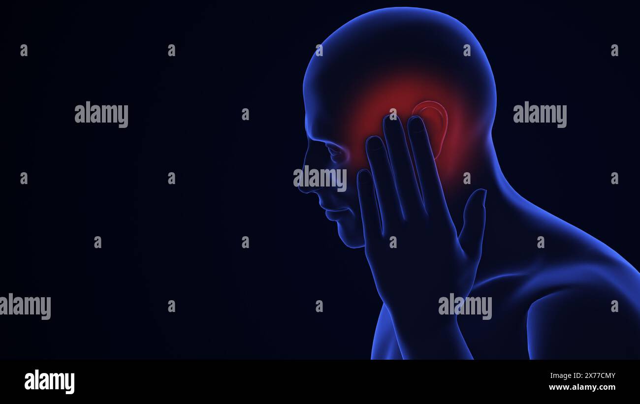 Human Ear With Red Painful Area Stock Photo - Alamy