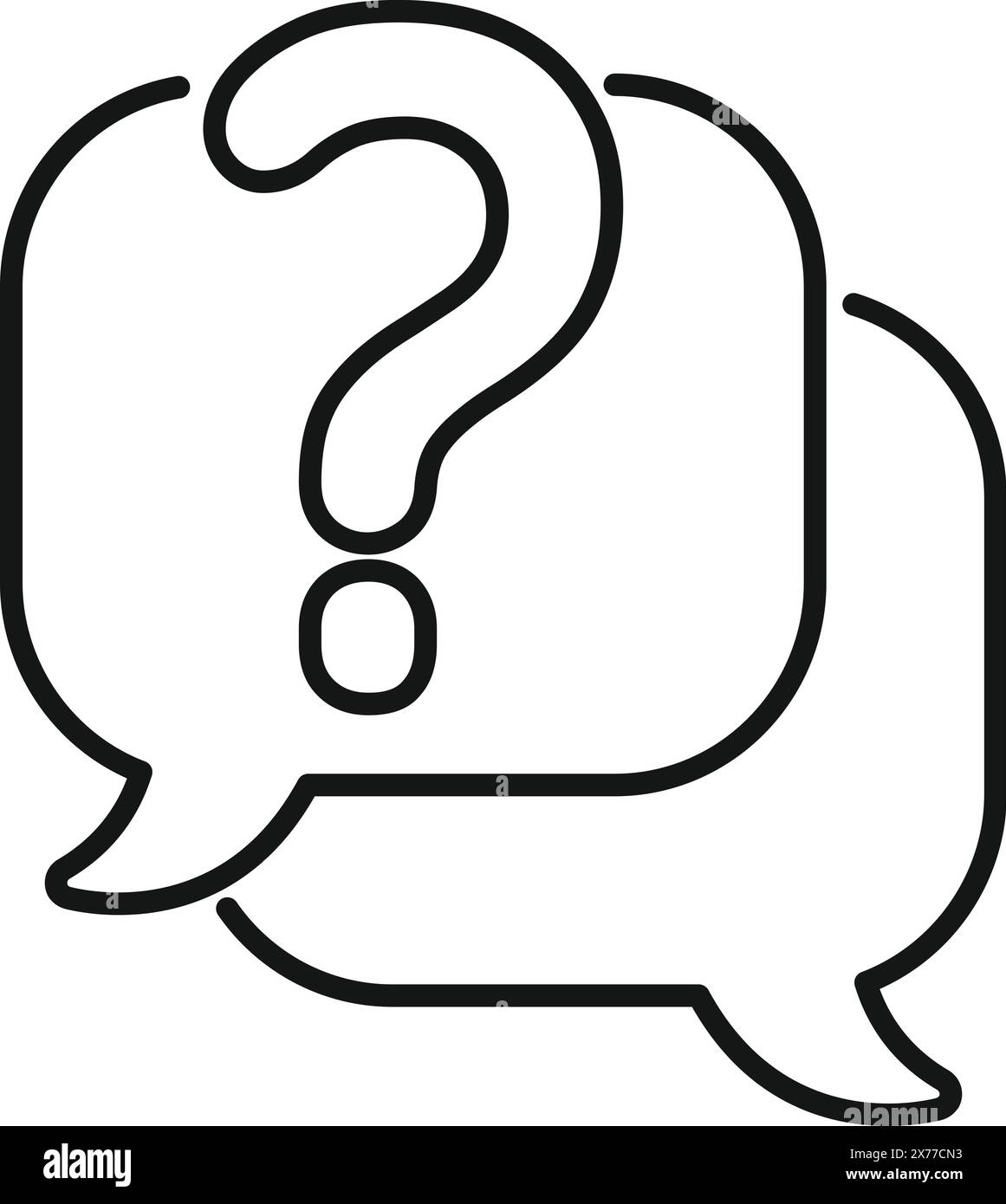 A minimalistic line art icon featuring a question mark in a speech ...