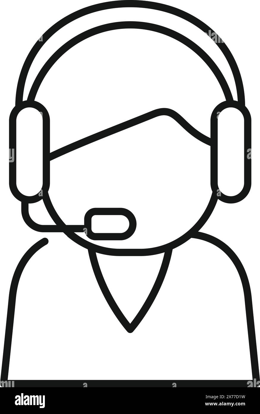 Black and white vector icon of a customer support representative with a ...