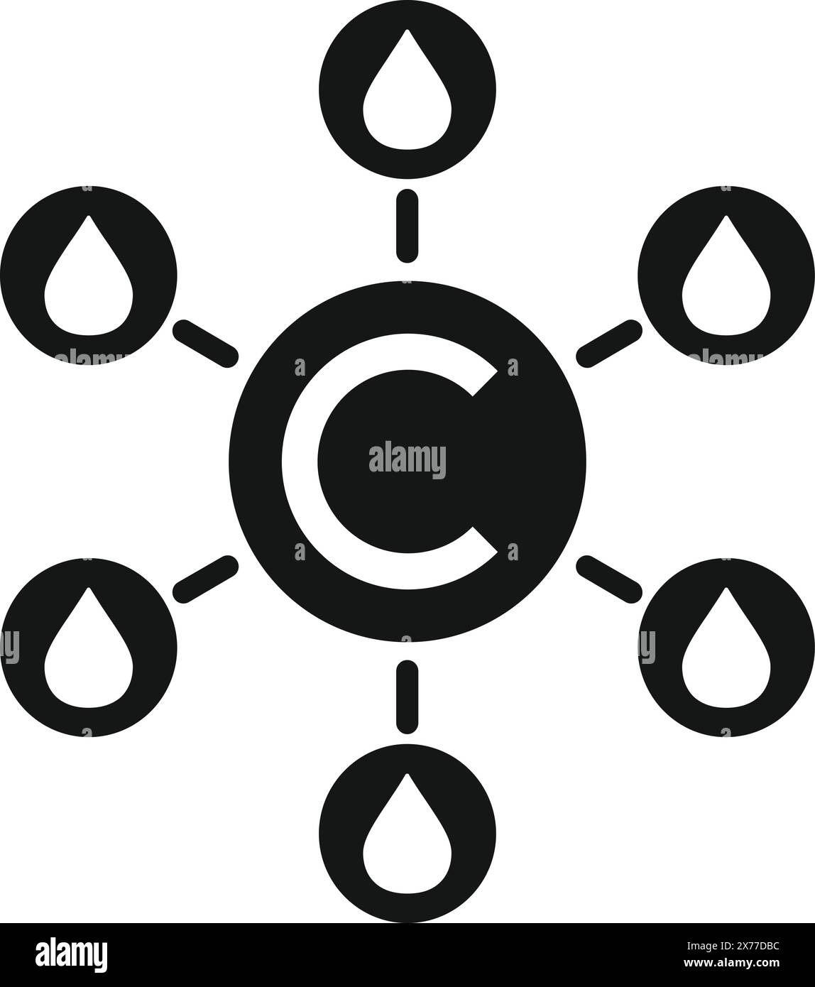 Simplified black and white icon illustrating the water cycle concept with drops and arrows Stock ...