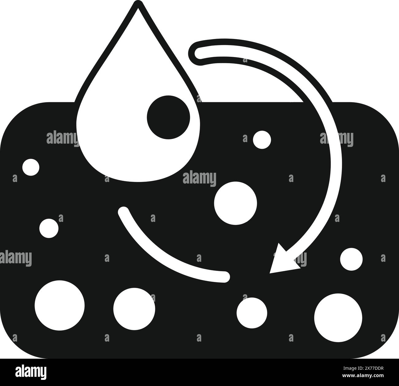 Circular black and white water recycling symbol icon with minimalist ...