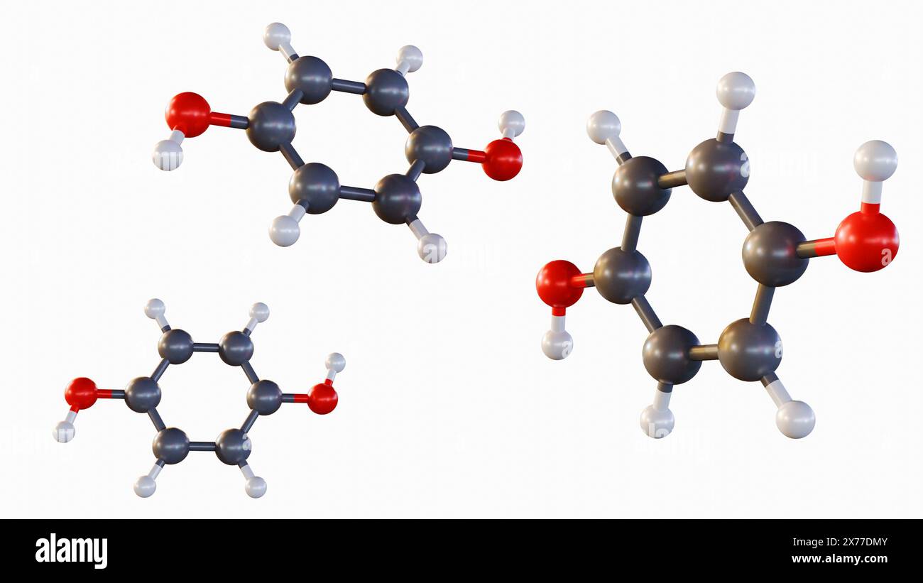 3d rendering of Hydroquinone or HQ is also known as a melanin synthesis ...
