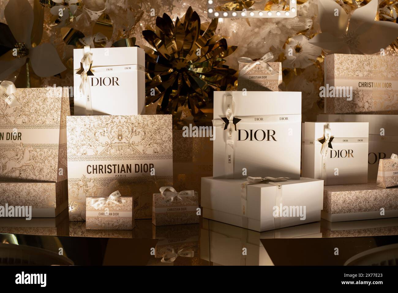 HONG KONG, CHINA - DECEMBER 07, 2023: close up shot of Dior Christmas ...