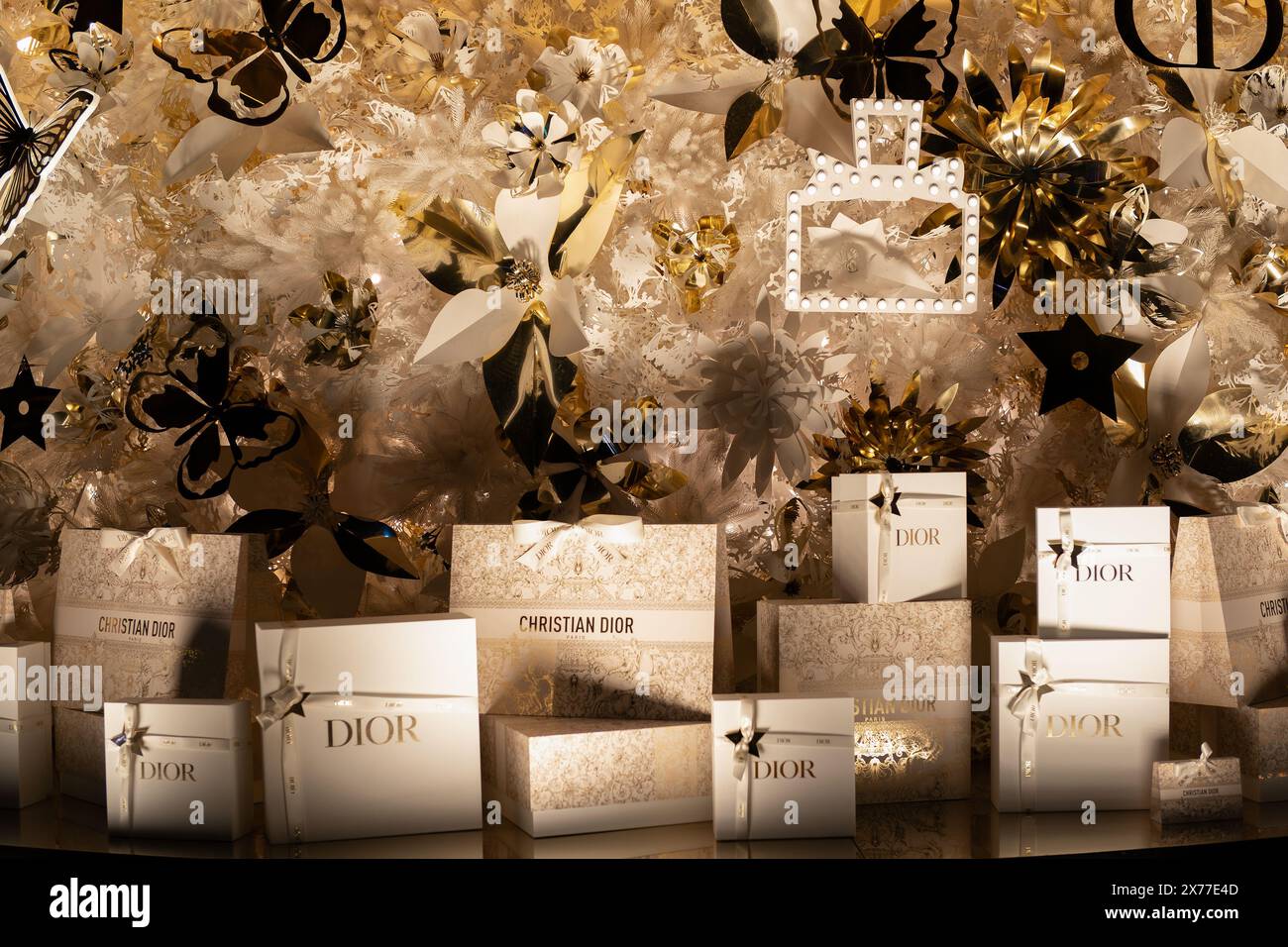 HONG KONG, CHINA - DECEMBER 07, 2023: close up shot of Dior Christmas ...