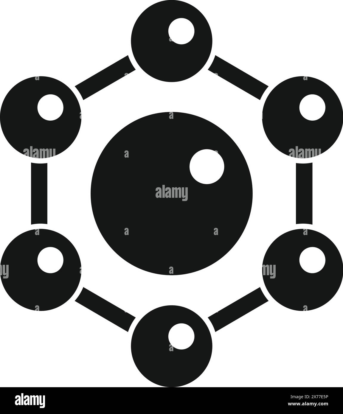 Simplistic monochrome vector icon illustrating a central node connected ... Simplistic monochrome vector icon illustrating a central node connected ...