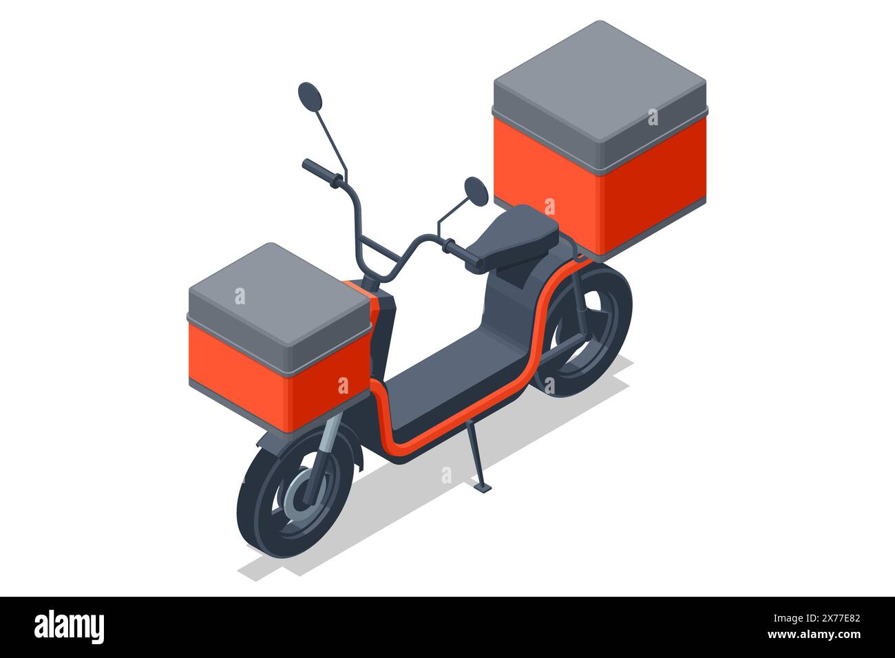 Isometric Red Delivery Motorcycle. Food and beverage delivery scooter ...