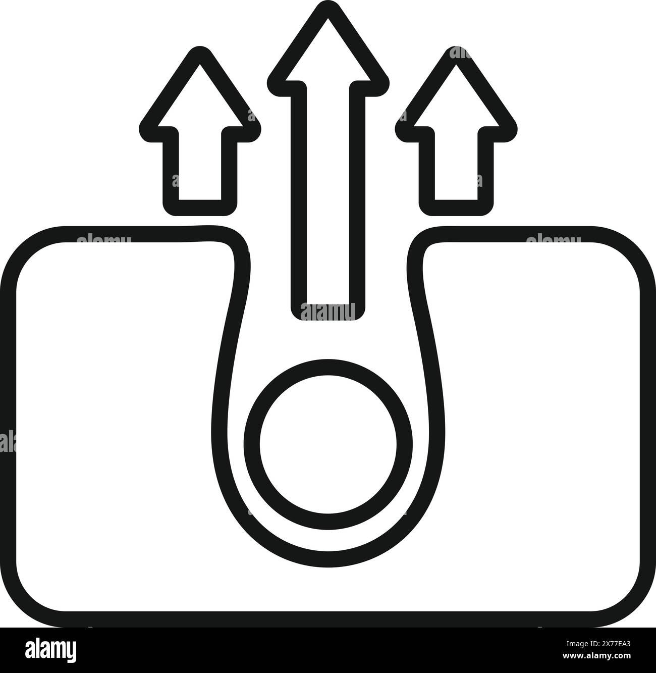 A linear icon highlighting skin surface temperature increase, indicated ...