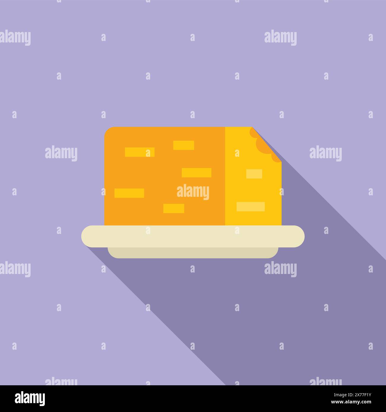Colorful illustration of a chunk of cheese with holes on a plate ...