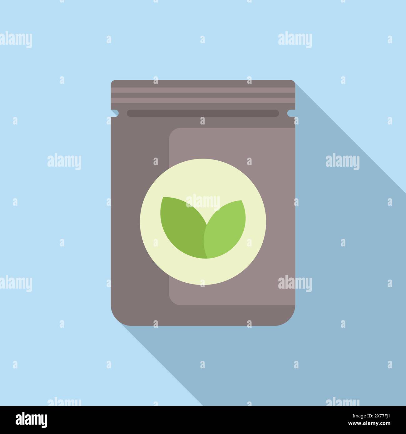 Flat design icon of a seed packet with a green leaf symbol ...