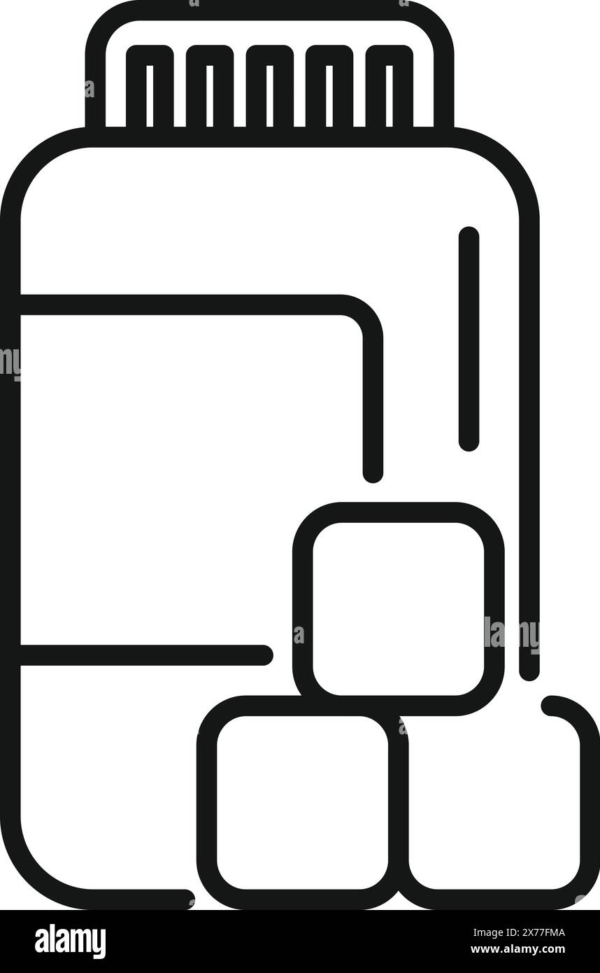 Sleek, black outline icon of a pill bottle with capsules, perfect for ...