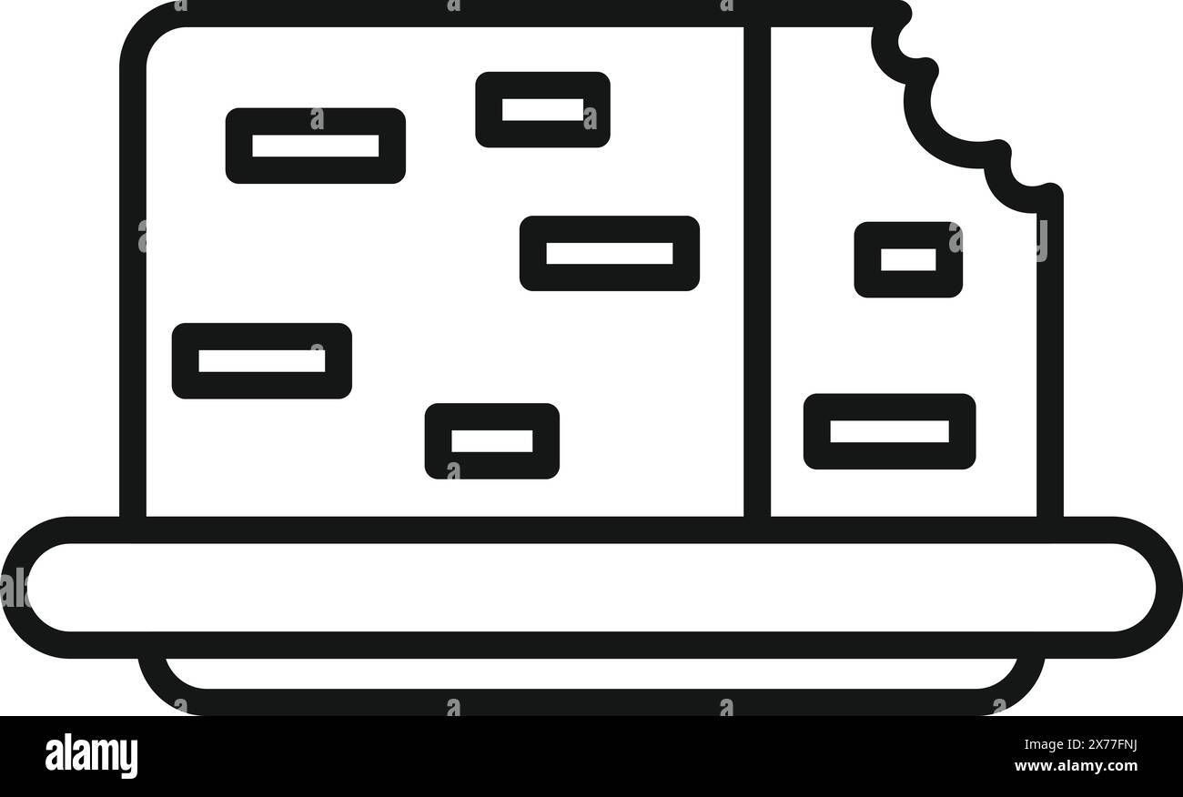 Digital illustration of a laptop with a bitten chocolate bar on the ...