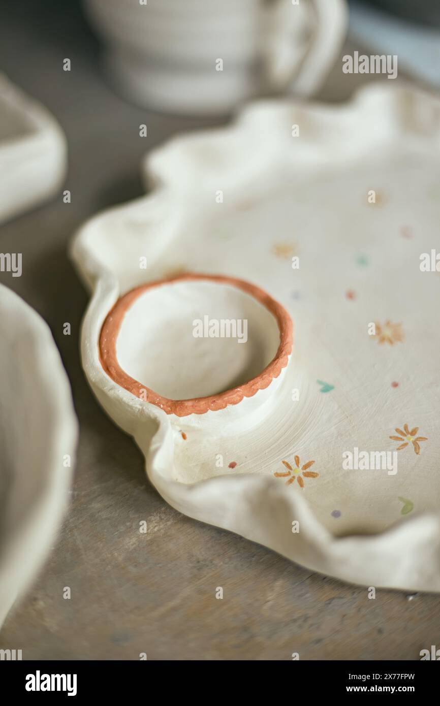 Clay workshop. The process of creating pottery Stock Photo - Alamy