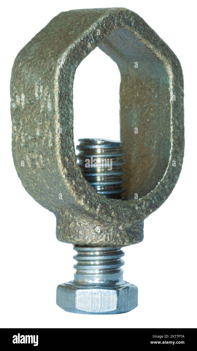 Ground clamp with a single bolt for attaching heavy gauge wire to a ...