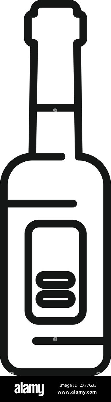 Black and white line drawing of a beer bottle, ideal for icons and ...