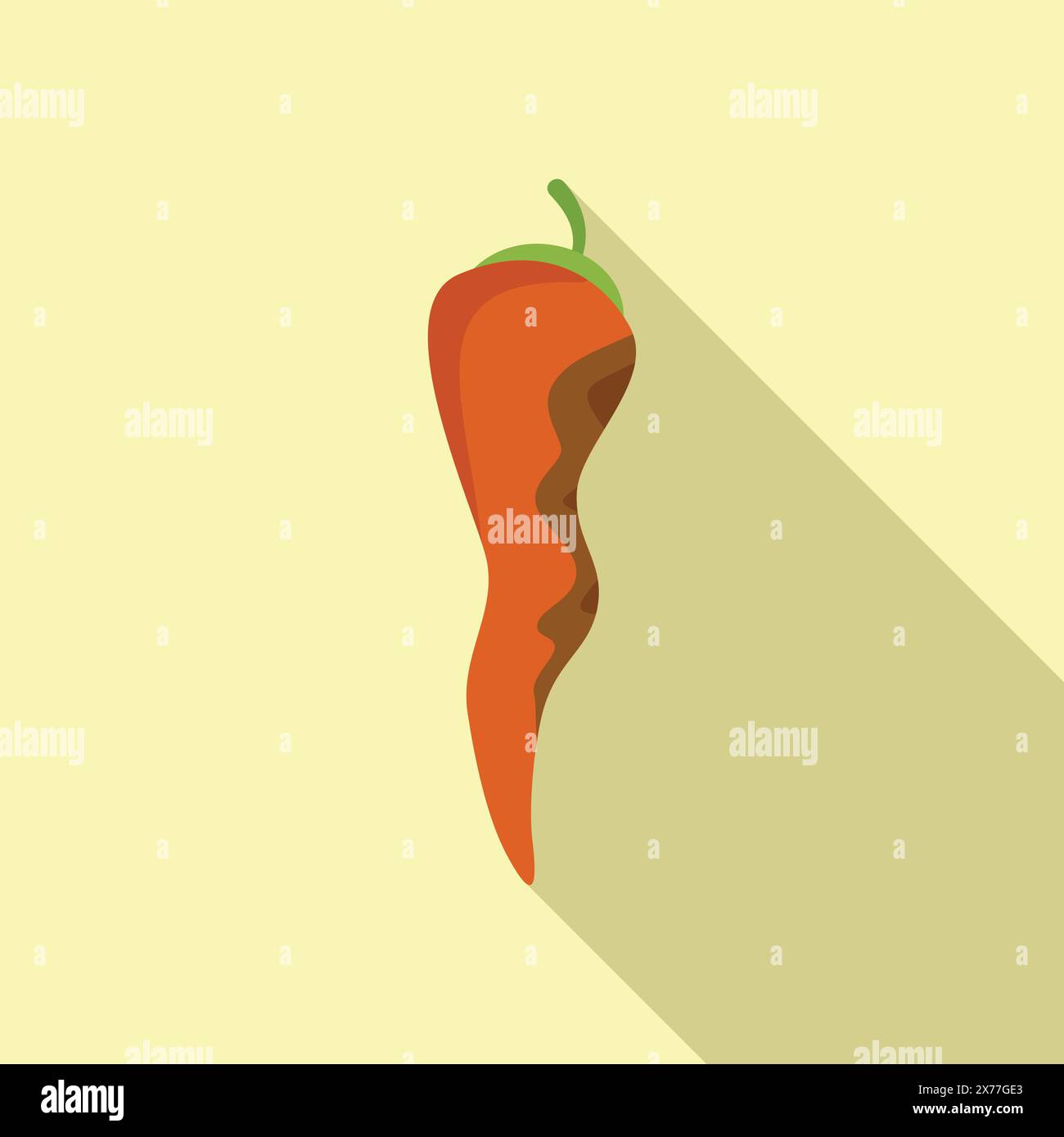Minimalist design of a red chili pepper with shadow, perfect for ...