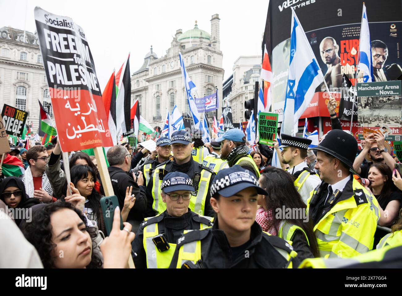Pro-Palestinian and pro-Israeli protesters confronted each other at ...