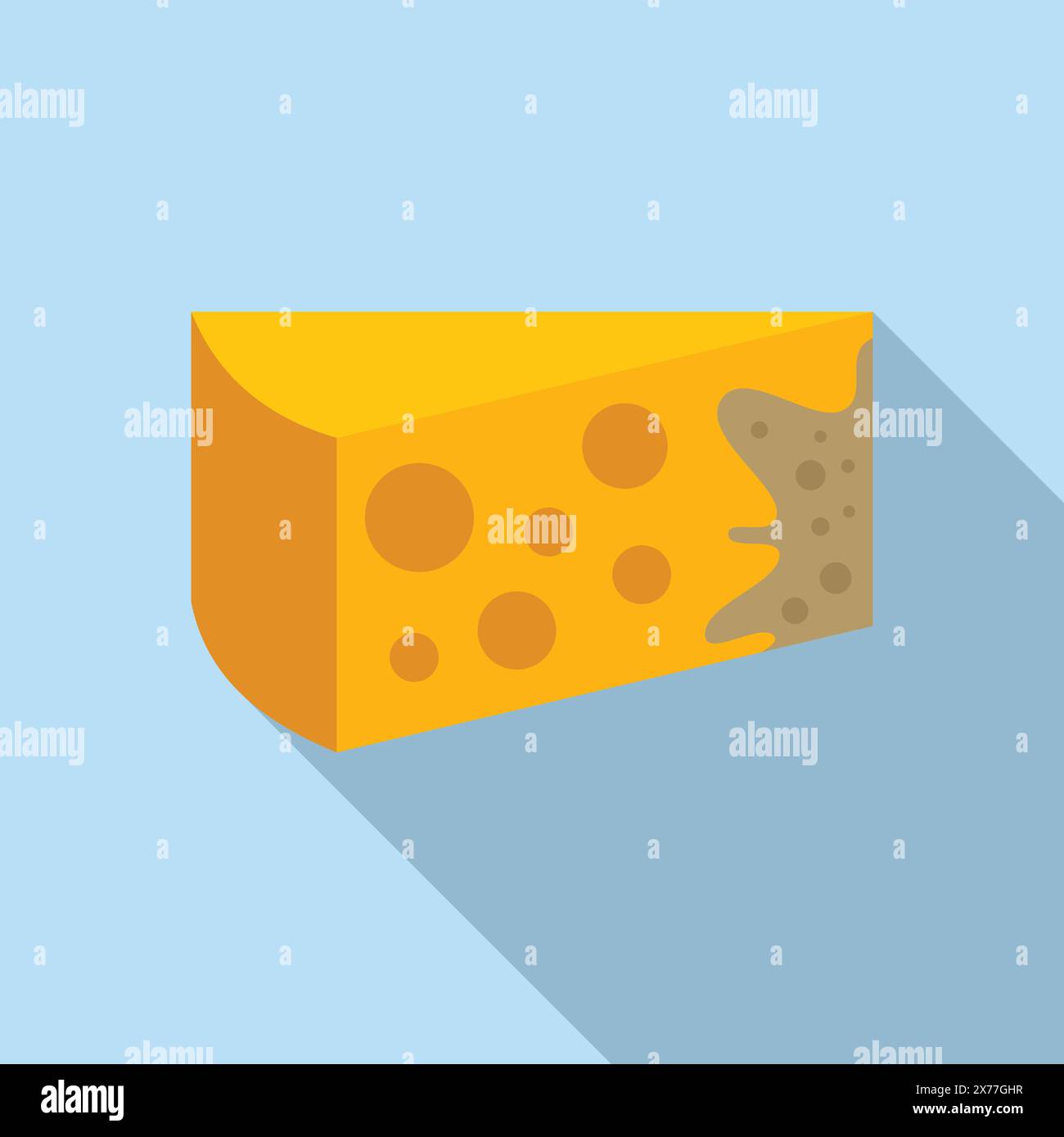 Digital illustration of a wedge of yellow cheese with holes, cast ...