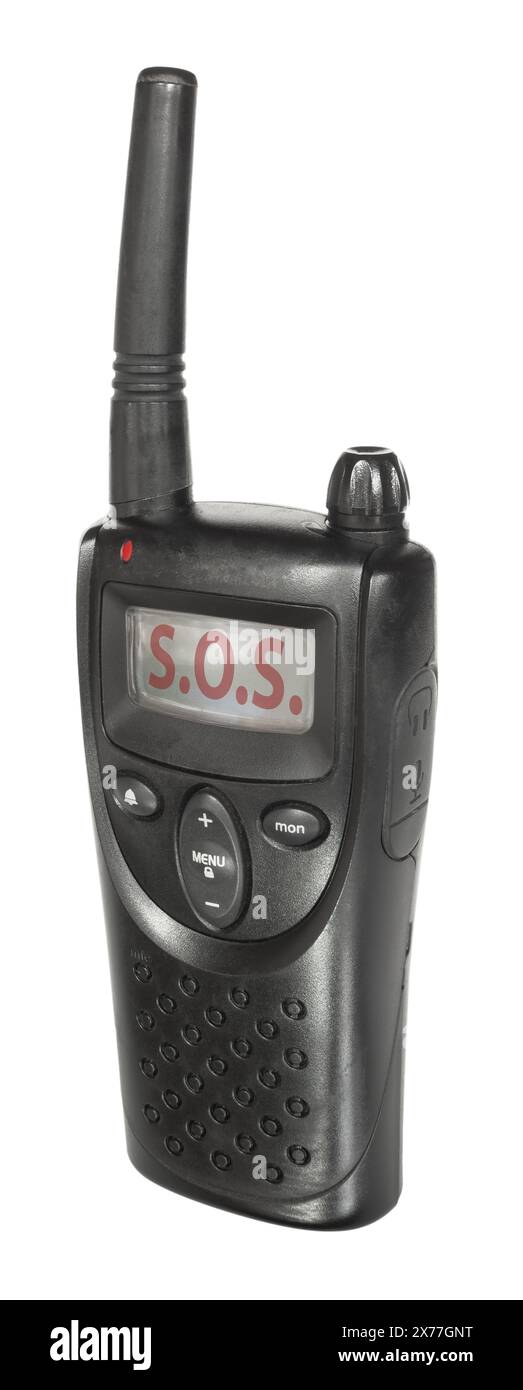 Emergency signal of SOS showing on the LCD display on an isolated ...
