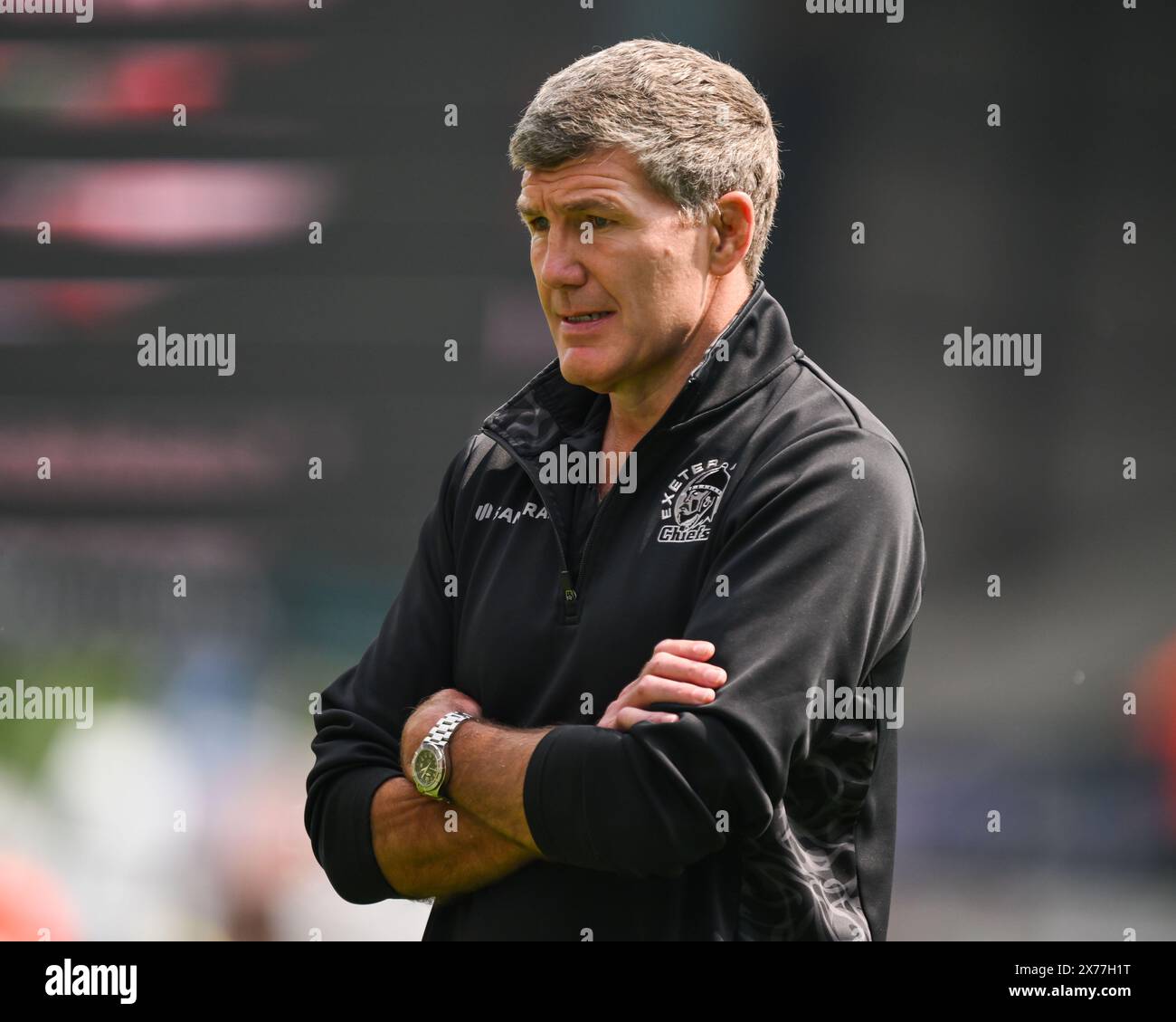Rob Baxter of Exeter Chiefs Director of Rugby during pre match warm up ...