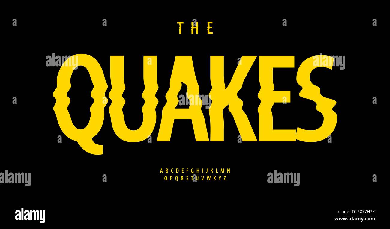 High bold letter with distinctive wavy or quake effect, distorted ...